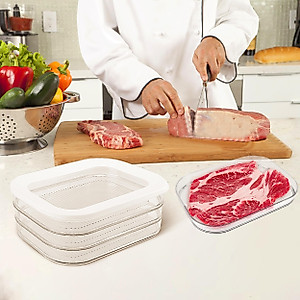 BuleVina Triple Layer Deli Meat Container Set for Fridge, 1.6L BPA-Free Cold Cut Storage with Lid 3 Tier Food Organizer Saver Refrigerator for Cheese, Ham, Sandwich, Lunch, Stackable, Airtight