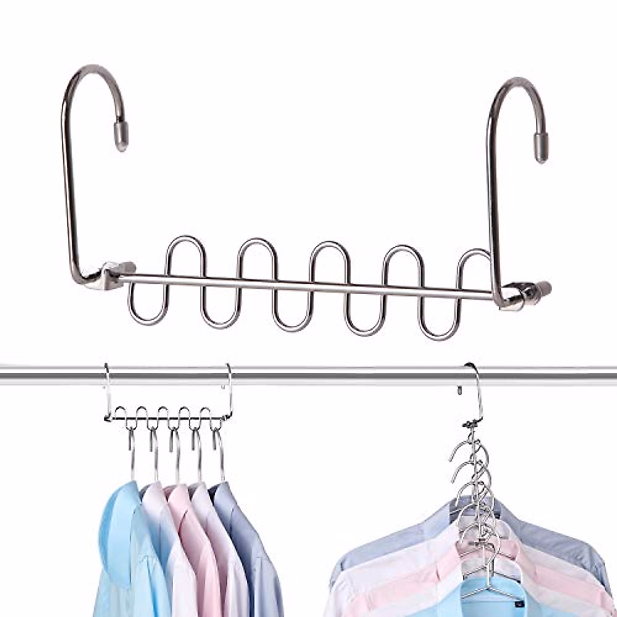 Bloberey Space Saving Hangers 6x2 Slots Metal Magic Cascading Hanger Closet Organizer Hanging Closet Wardrobe Closet System(12 Pack)