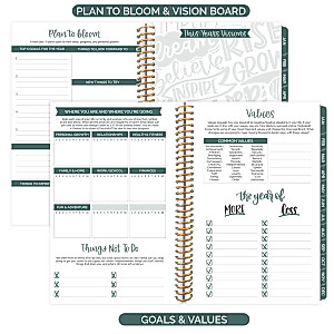 bloom daily planners 2023 Calendar Year Day Planner (January 2023 - December 2023) - 5.5” x 8.25” - Weekly/Monthly Agenda Organizer Book with Stickers & Bookmark - Green Modern Abstract