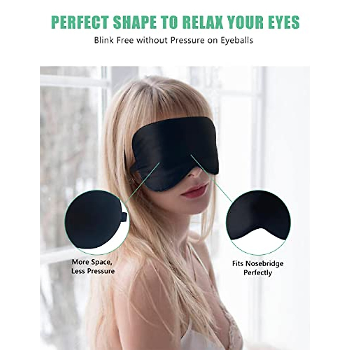Silk Sleep Mask, 2 Pack 100% Real Natural Pure Silk Eye Mask with Adjustable Strap, Eye Mask for Sleeping, BeeVines Eye Sleep Shade Cover, Blocks Light Reduces Puffy Eyes Gifts