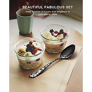 Stapava 48-Piece Black Silverware Set with Steak Knives, Stainless Steel Cutlery Flatware Set for 8, Utensil Sets Include Forks Spoons and Knives for Home Kitchen, Mirror Polished, Dishwasher Safe