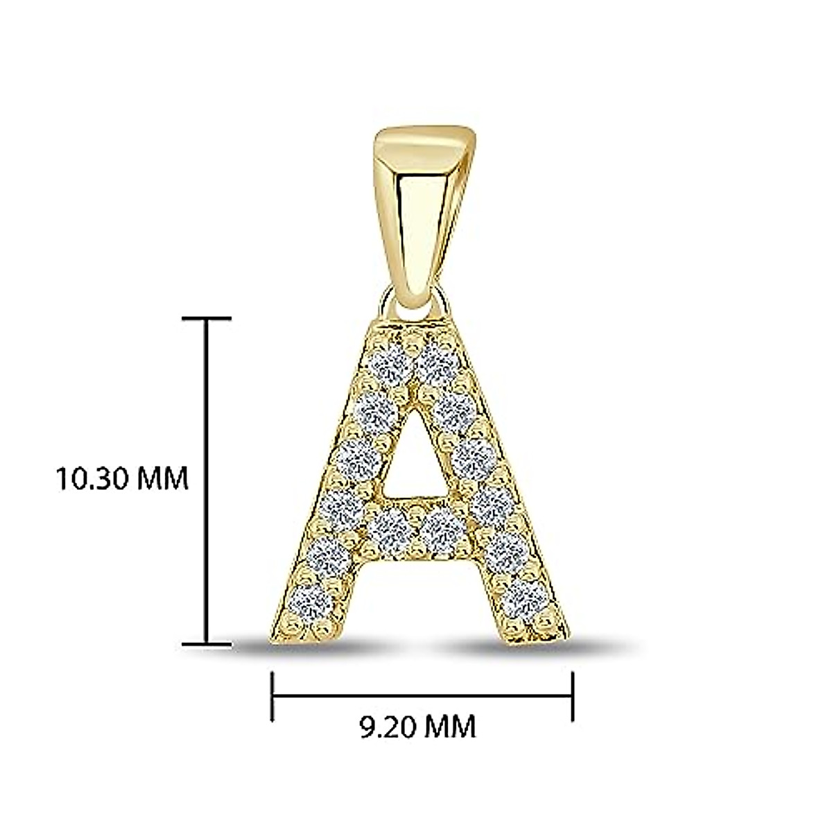 Diamond Wish 14k Yellow Gold Letter A Diamond Initial Pendant Necklace (1/10cttw) with 18-inch chain