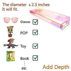 RORKIM 4 Pack Nail Polish Rack Wall Mounted Shelves,Clear Rainbow Iridescent Acrylic Nail Polish Holder Organizer Display,Book Shelves Sunglasses Essential Oil Storage Shelf