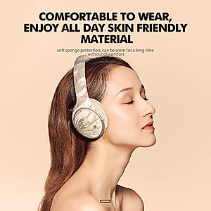 Greshare Wireless Headphone,Active Noise Canceling Headphones with Microphone Deep Bass Bluetooth Gaming Over-Ear Headset for Cellphone PC ipad Tablet Laptop. (Black & Gold)