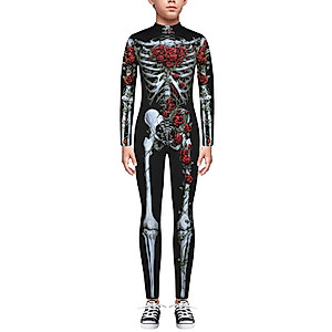 Rose Skeleton Bodysuit Day of the Dead Skull Bone Bodysuit Rose 7-8 Years