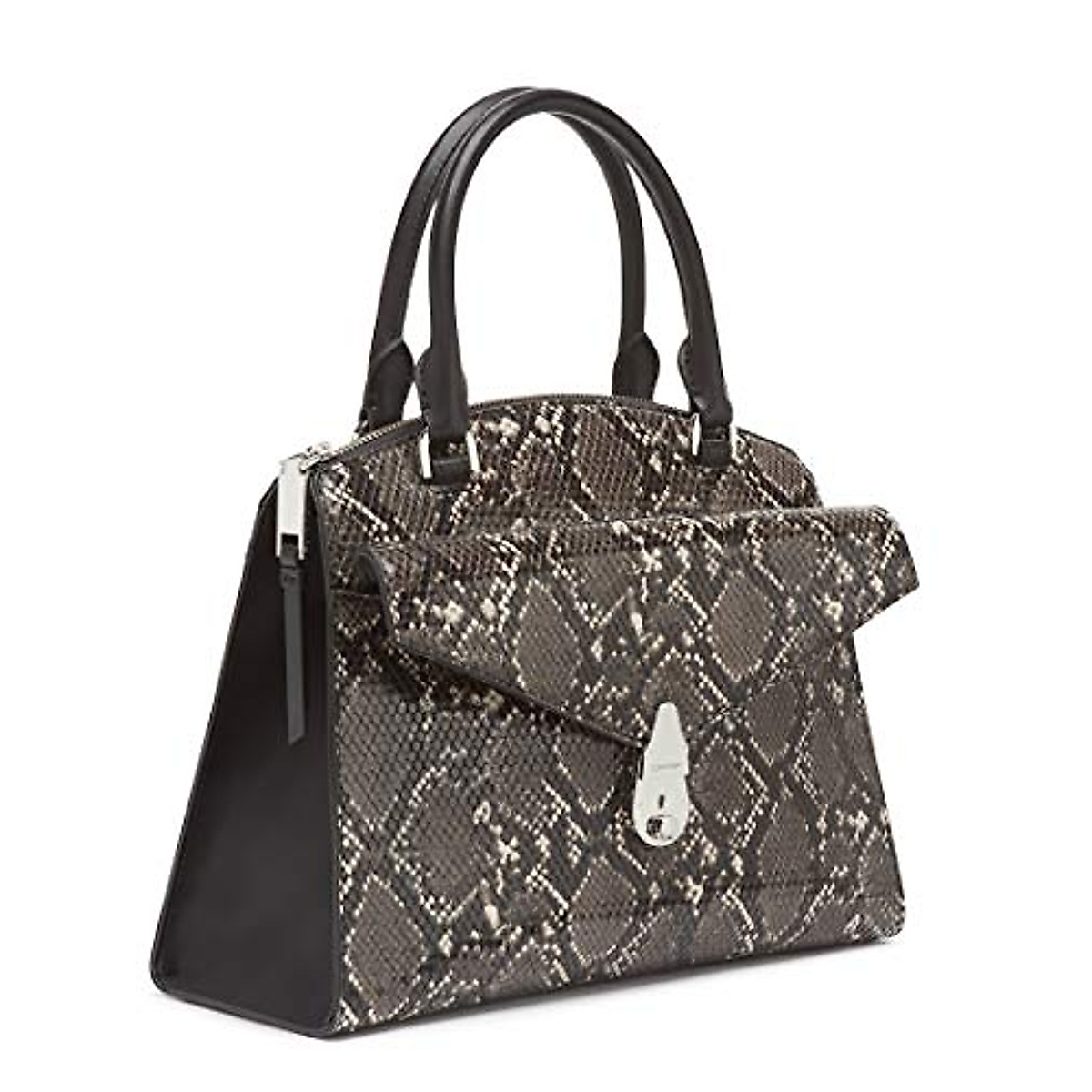 Calvin Klein Lock Candy Python Medium Statement Satchel, Asphalt