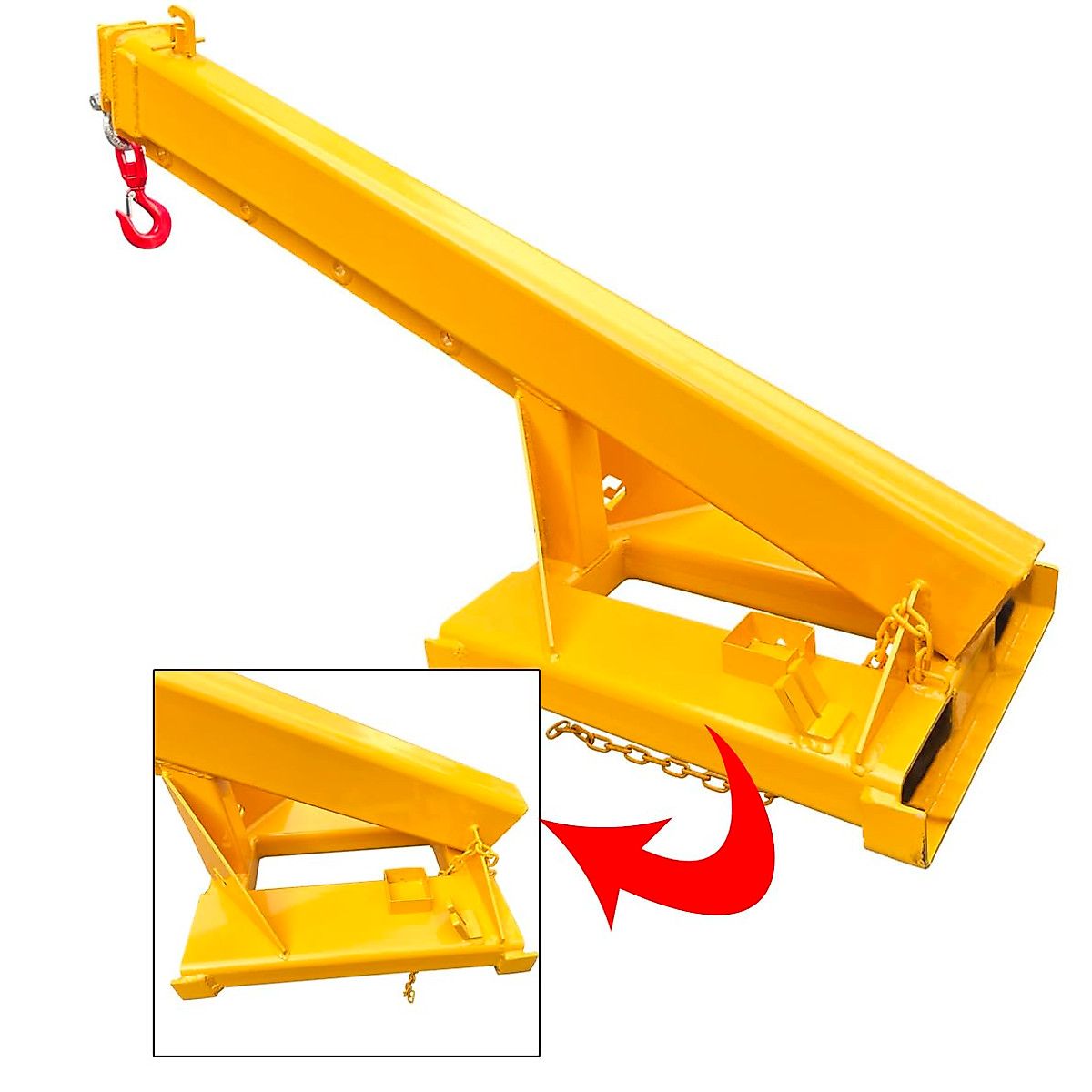 EQCOTWEA Adjustable Forklift Jib Boom Crane, Forklift Telescopic Arm, Forklift Mobile Crane, Forklift Telescopic Boom Attachment Towing Handling Equipment 3T/6600LB 63-98in Adjustable Boom