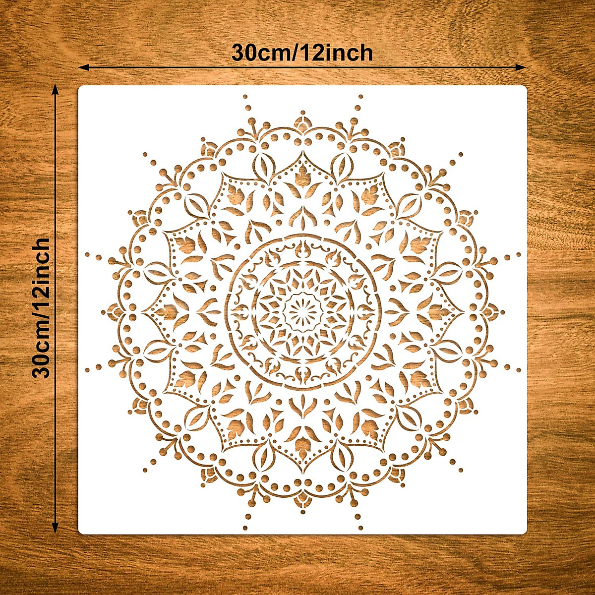 9 Pack (12x12 Inch) Large Reusable Stencil Mandala Stencil Laser Cut Painting Template for Floor Wall Tile Fabric Furniture Stencils Painting