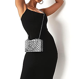 Clear Purse for Women, Acrylic Box Evening Clutch Bag, Mini Jelly Purse Transparent, Stadium Approved Crossbody Shoulder Handbag for Women.(silver)