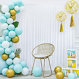 40ft×10ft Wrinkle Free White Backdrop Curtain for Wedding Party, 8 Panels 5×10ft Thick Silky Polyester Photo Backdrop Drapes Curtains for Parties Birthday Baby Shower Baptism Photography Home Decor