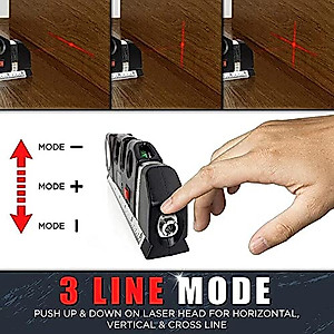 Multipurpose Laser Level Kit Standard Cross Line Laser 8 feet Measure Tape Ruler Tool Adjusted Metric Rulers for Construction Picture Hanging Wall Floor Writing Painting