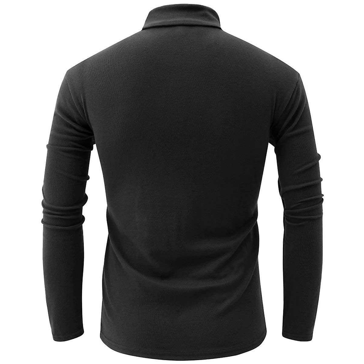 jonivey Mens Basic Turtleneck Long Sleeve Lightweight Soft Casual Knit Fitted Thermal T-Shirt Pullover Tops (03Black,L)