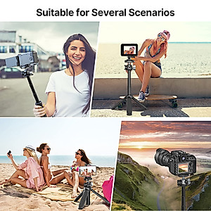 ULANZI Camera Tripod, MT-46 Aluminum Alloy Phone Tripod for Camera with F38 Quick Release Plate, 4 Levels Adjustment 360 Ball Head with Cold Shoe Lightweight Portable Vlog Travel Selfie Stick for DSLR