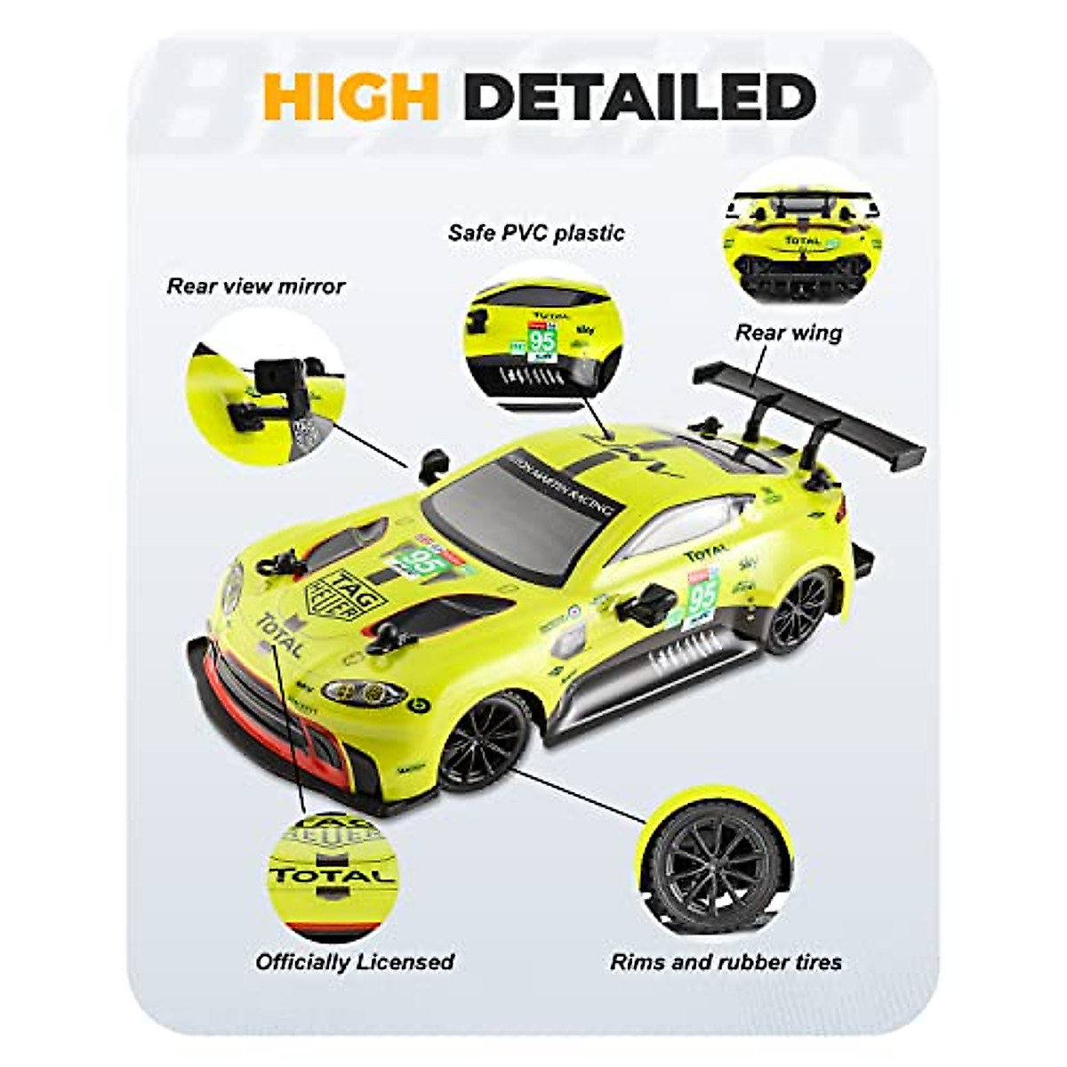 BEZGAR Remote Control Car-1:24 Scale Aston Martin Electric Sport Racing Toy Car Model Vehicle, 2.4Ghz Licensed RC Car Series for Girls and Boys Age 8 9 10 11 12 Years Holiday Ideal Gift