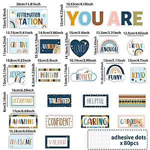 Boho Affirmation Station Bulletin Board Set Rainbow Bulletin Board for Classroom Decor Hippie Motivational Posters Positive Affirmations Accents Cutouts for Teachers School Chart Wall Supplies
