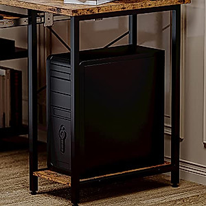 IRONCK Computer Desk 55", Home Office Desk with Keyboard Tray, Monitor Stand, Storage Shelf, Industrial Studying Writing Table, Vintage Brown