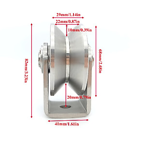 VUYBVY 2pcs Stainless Steel V Groove Wheel Heavy Duty Caster Rigid Track Wheel Pulley Sliding Gate Rollers with Bracket for Sliding Gate, Rolling Gate, Inverted Track, Industrial Machines