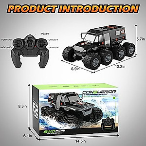 RANFLY RC Cars for Boys Age 8-12, 8WD Amphibious Remote Control Car with 2 Battery, 1:12 Offroad Waterproof RC Trucks, 2.4G All Terrain RC Drift Cars for Adults