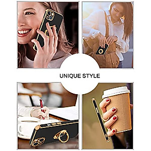 BENTOBEN iPhone 13 Mini Case with 360° Ring Holder, Slim Fit Shockproof Kickstand Magnetic Car Mount Supported Non-Slip Protective Women Men Girls Boys Case Cover for iPhone 13 Mini 5.4", Black/Gold