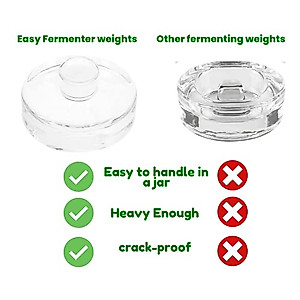 Nourished Essentials - Set of 4 Heavy Glass Fermentation Weights Lids - Grooved Handles - Canning Supplies - for Pickling & Canning - Fits Wide Mouth Mason Jars