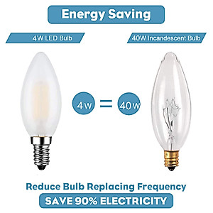 E14 LED Candelabra Bulb 40W Equivalent 4W Dimmable LED Candle Light Bulbs, 3000K Soft White 400 Lumen E14 Frosted Glass Decorative Bulb, 4 Pack