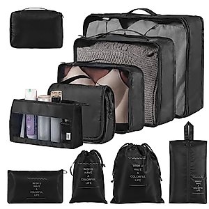 Packing Cubes 10 Sets Luggage Packing Organizers for Travel Accessories，Cenivi Travel Essentials，Including Waterproof Shoe Storage Bag Convenient Packing Pouches Clothing Underwear Bag for Traveller