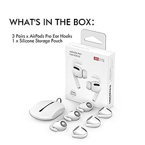 AhaStyle 3 Pairs AirPods Pro Ear Hooks Covers [Added Storage Pouch] Anti-Slip Ear Covers Accessories Compatible with Apple AirPods Pro (White)