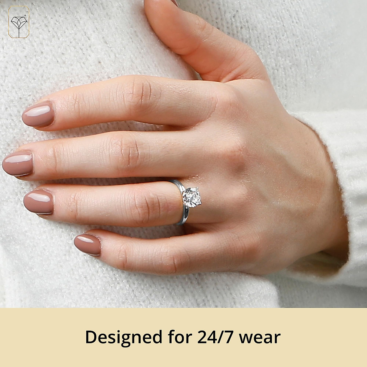 MAX + STONE 2 Carat Round Cubic Zirconia Solitaire Engagement Ring for Women | 14k Gold Engagement Ring | Simulated Diamond Ring | White Gold CZ Engagement Ring Size 6