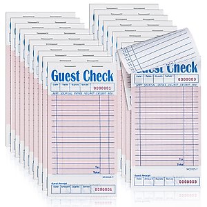 Rcybeo Guest Check Pads (20 Pack) Numbered Server Note Pads, Waitress Order Notepad, Food Receipt Book, 50 Checks Per Pad-Total 1000 Restaurant Checks, Waitress Accessories