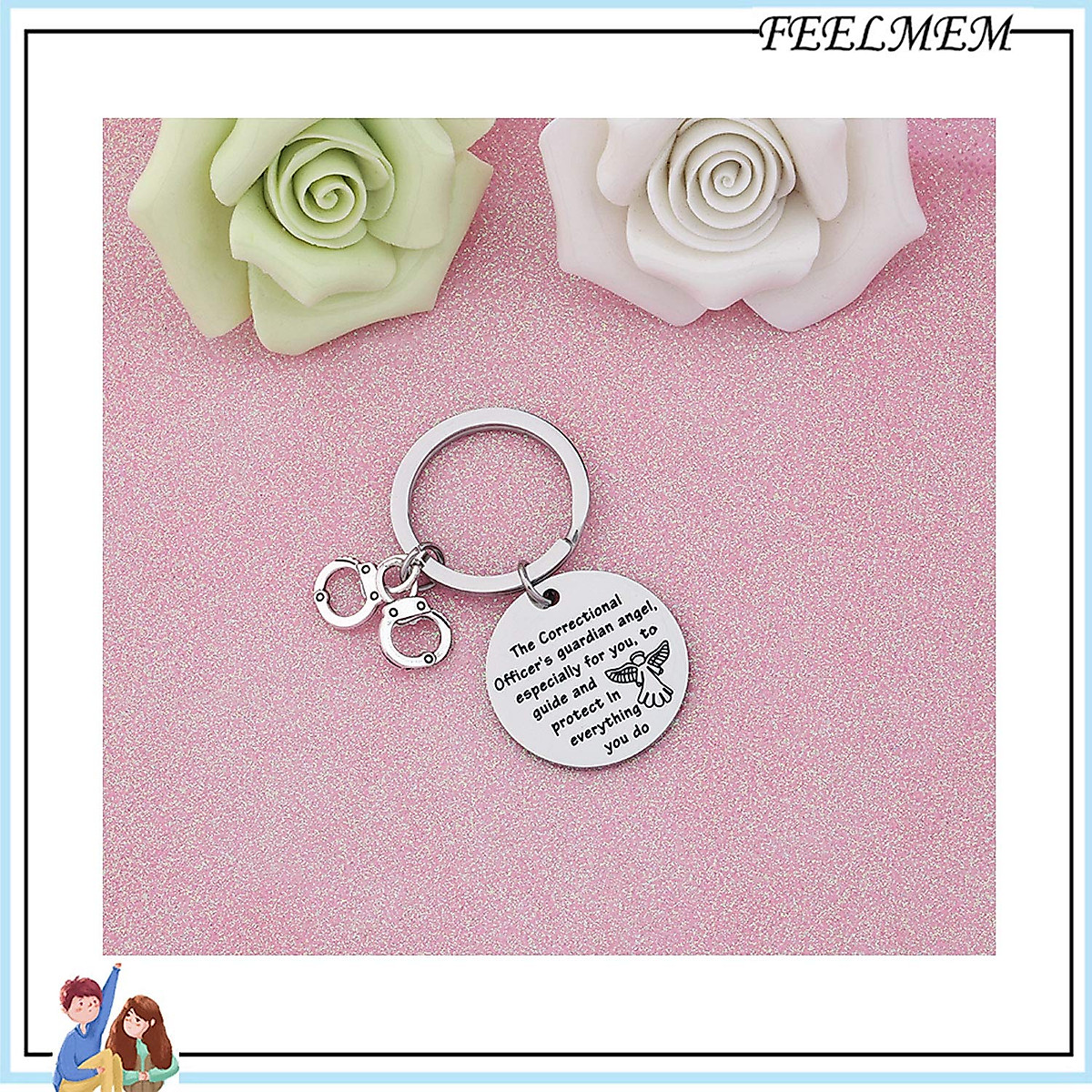 FEELMEM Correctional Officer Prayer Jewelry A Correctional Officer's Guardian Angel Protect in Everything You Do Keychain Gift for Jailer Prison Guard (The Correctional)