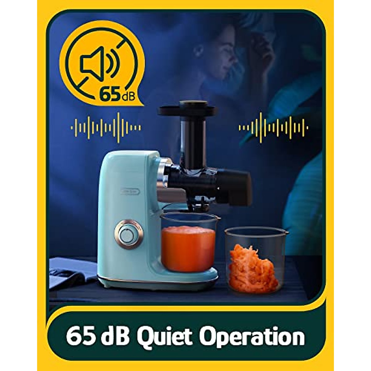 Hazel Quinn Masticating Juicer, Slow Cold Press Juicer Machines for Fruit and Vegetable, Easy to Clean, 2-Speed Modes & Reverse Function, 80 RPM Quiet Motor Below 65dB, Mint Green, Retro Style