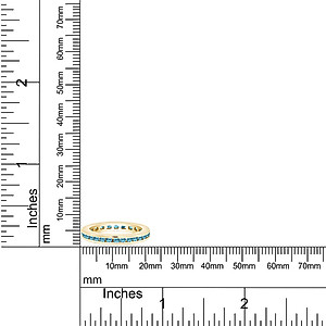 Jewel Zone US Simulated Aquamarine Stackable Eternity Band Ring in 14k Gold Over Sterling Silver