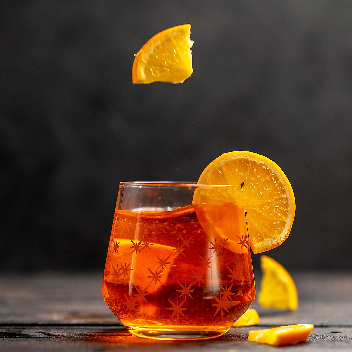 1917 Hand Blown Etched Stemless Wine Glasses set of 4-12.8oz, Wine Tumblers for Red and White Wine, Water Glasses, Drinking Glasses Gift Cup Sets