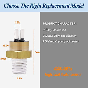 Funmit 42001-0063S High Limit Switch Replacement for Pentair Sta-Rite MasterTemp Max-E-Therm Pool/Spa Heater Elecrical System
