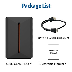 Emulator Console Game HDD 500G, Retro Game Console with 3700+ Video Games & 13 Hot Emulators, Compatible with Launchbox Hard Drive for PC with Win 8.1/10/11, Plug and Play,Sata 3 to USB 3.0,Up to 6G/s