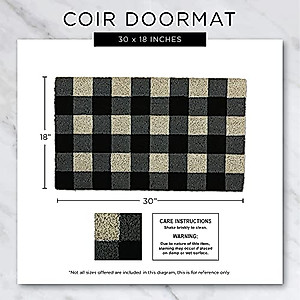 DII Natural Coir Doormat Collection Decorative Checkered Mat with PVC Backing, 17x29, Welcome