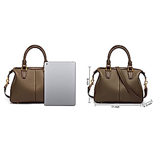 Leather Top Handle Tote Handbags For Women Medium Satchel Purse With Shoulder Straps (2-Brown)