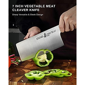 TUO Cleaver Knife, 7 inch Chinese Cleaver Vegetable Meat Cleaver Knife, High Carbon Stainless Steel Chopping Knife with Ergonomic