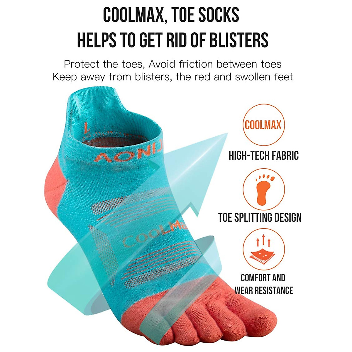 AONIJIE Toe Socks for Men and Women High Performance Athletic Five Finger Socks Soft,Comfortable and Breathable, Ankle-Medium