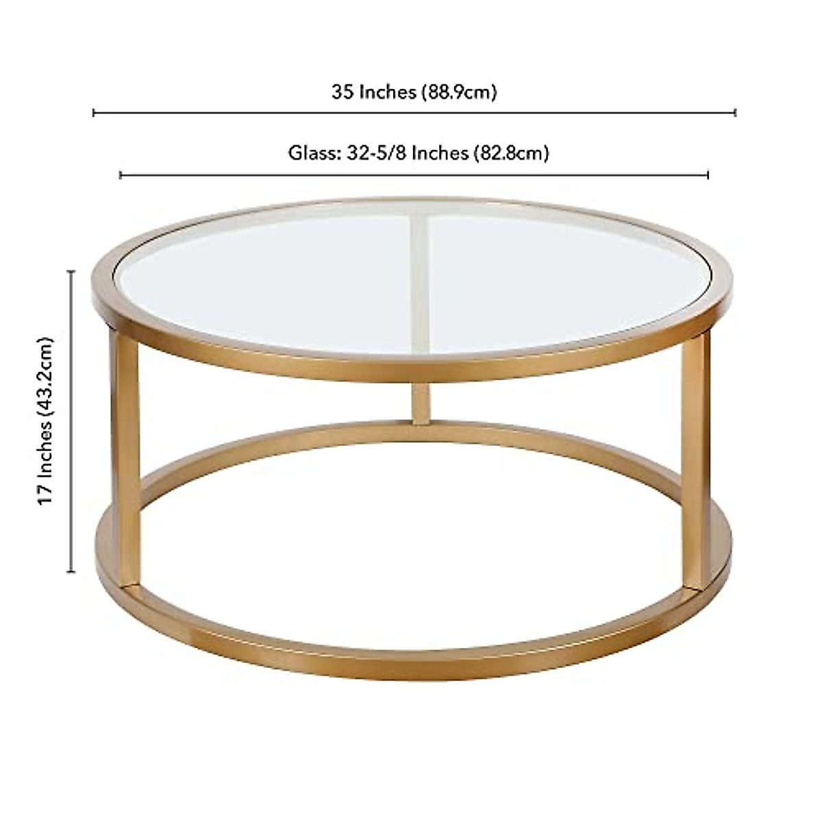 Parker 35'' Wide Round Coffee Table in Brass