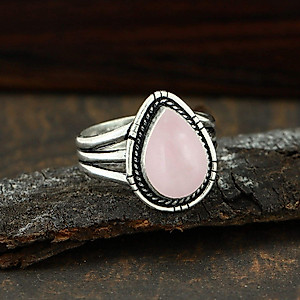 5.08Cts Solitaire Natural Rose Quartz 925 Silver Plated Ring Size 12 For Women, Handmade Pink Stone January Birthstone Ring Jewelry Gift For Women Mom Wife
