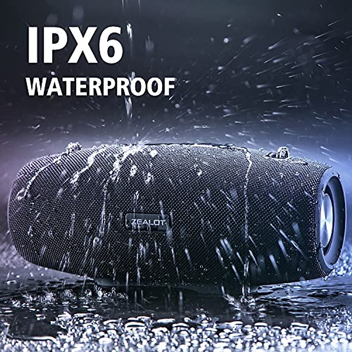 ZEALOT Bluetooth Speakers,75W Portable Bluetooth Speakers with Subwoofer,Speakers Bluetooth Wireless IPX6 Waterproof,50H Play,Deep Bass,Stereo Loud,EQ,Bluetooth Speaker for Party,Beach,Camping(Black)