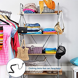 Coume 5 Pcs Shelf Pole Hooks Silver Black Steel Attachment Heavy Duty Wire Shelving Rack Utility Hanger Safety Wrap Hook for Storage Garage Use with Metal or Shelves and Racks