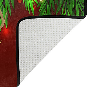 ALAZA Christmas Poinsettia Snowflakes Flower Non Slip Area Rug 4' x 5' for Living Dinning Room Bedroom Kitchen Hallway Office Modern Home Decorative