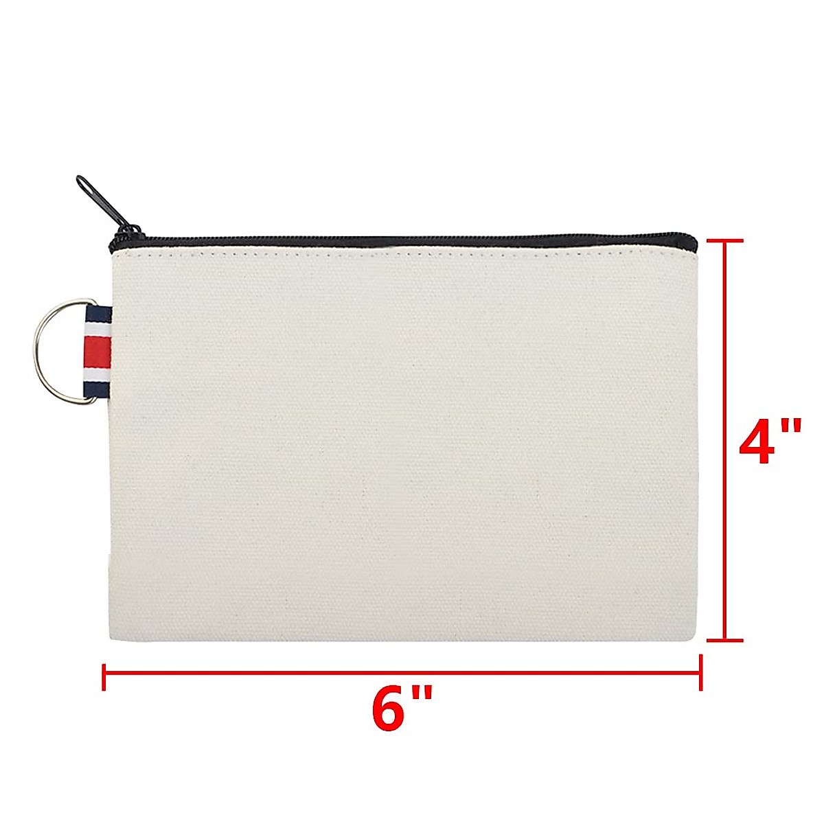 Aspire 6-Pack Canvas Pouches with Metal Ring, DIY Craft Storage Bags, 6 x 4 Inch - Natural