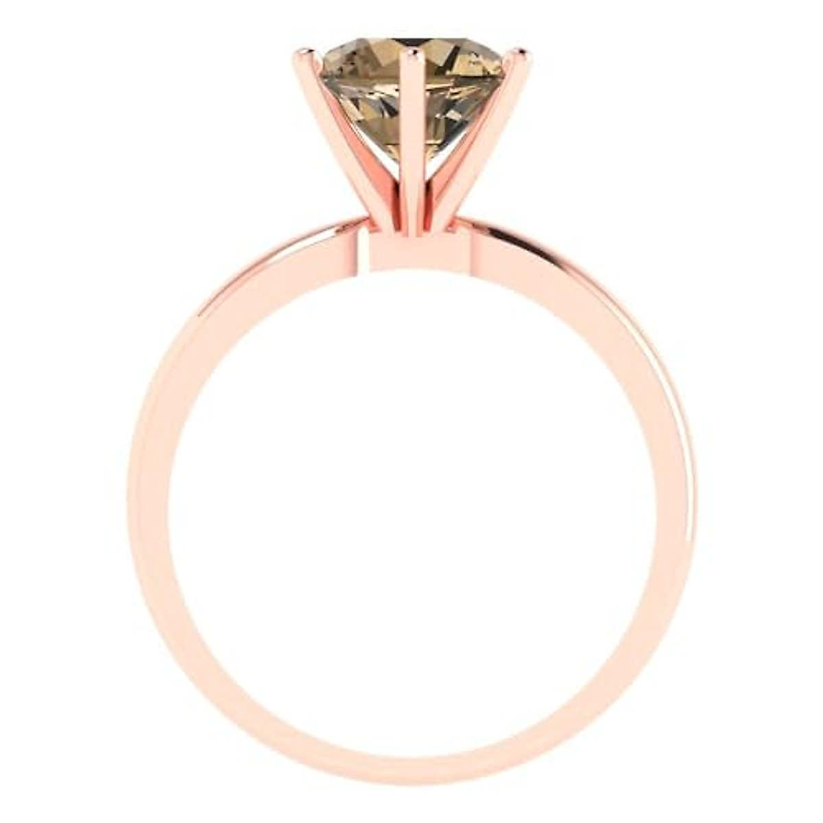 Clara Pucci 2.0ct Round Cut Solitaire Champagne Simulated Diamond 6 Prong Engagement Bridal Anniversary Ring in 18K rose Gold 3.5