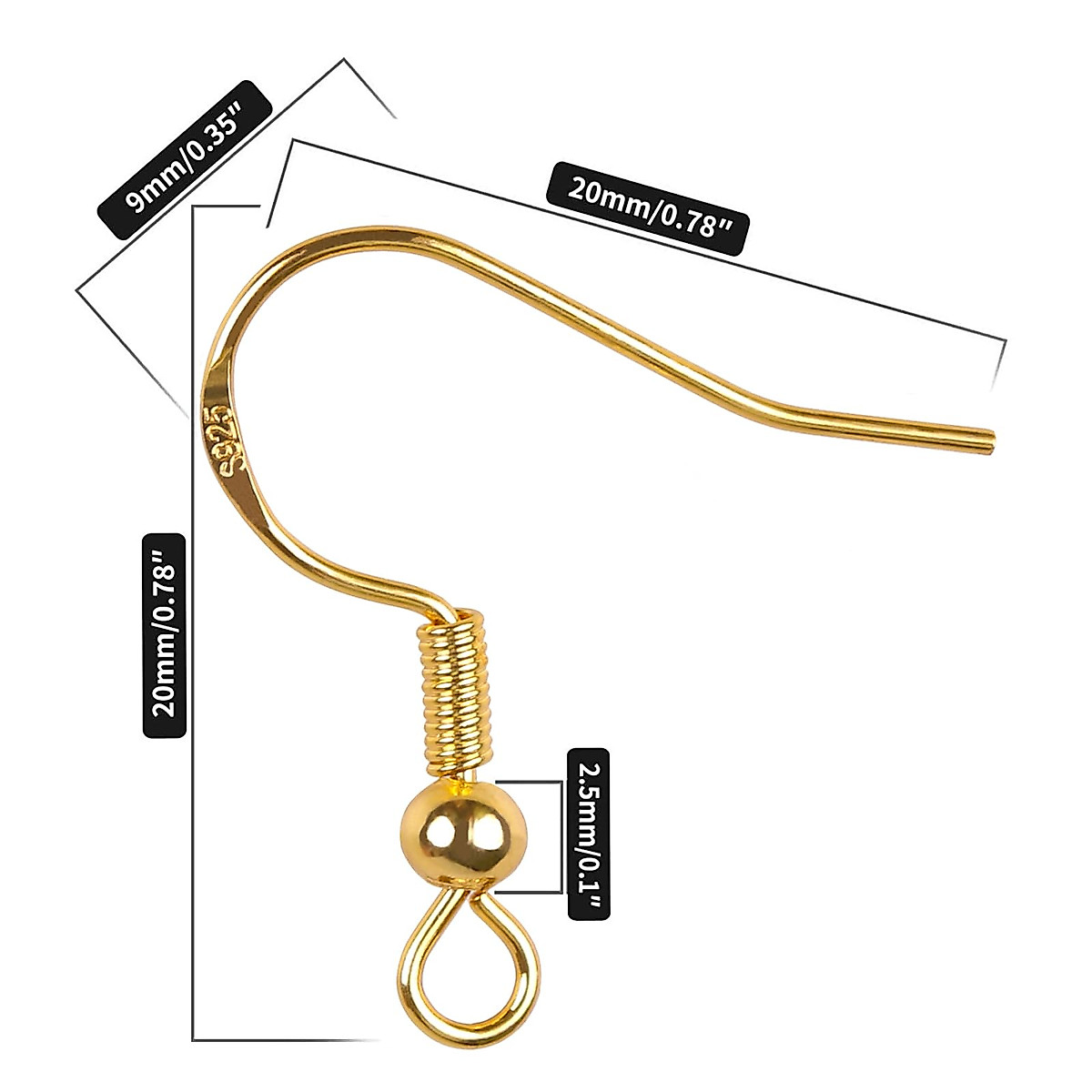 14K Gold Earring Hooks 50 PCS - Earring Hooks for Jewelry Making - Hypoallergenic Earring Hooks, Ear Wires Fish Hooks, Earring Findings, Earring Hardware, Earring Making Supplies for DIY Earrings