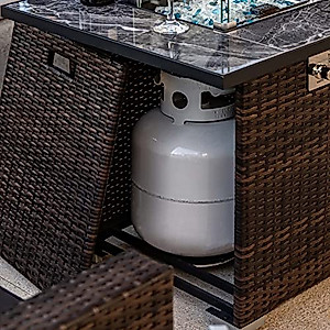 30 in Propane Gas Fire Pit Table with Fire Glass & Lid for Outdoor, 40,000 BTU, Electronic Pulse Igniter, Steel Frame Fire Pit Table for Patio/Backyard/Party