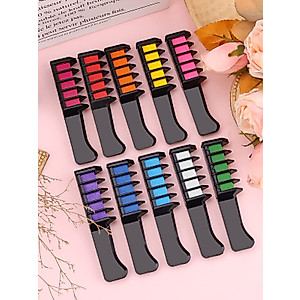 Kalolary 10 Colors Hair Chalk for Girls Kids, Temporary Bright Hair Color Dye Easter Gifts for Girls Age 4 5 6 7 8 9 10+, Washable Hair Chalk Comb for Party Cosplay DIY