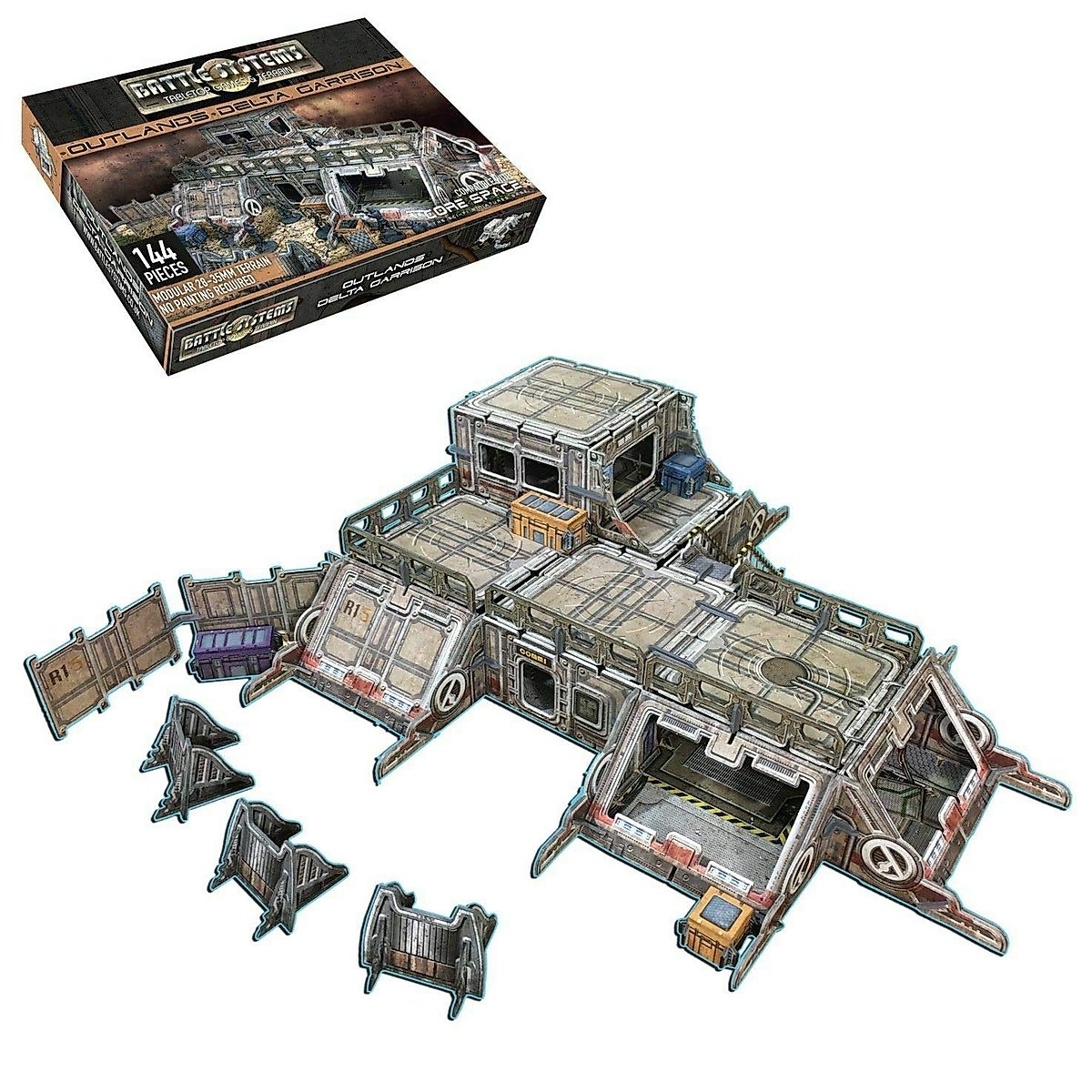 Battle Systems Sci-Fi Terrain - 28mm Modular 3D Space Terrain - Perfect for Wargaming and Roleplaying Tabletop Games - Full Colour Printed 3D 40K Multi Level Building Models (Outlands Delta Garrison)